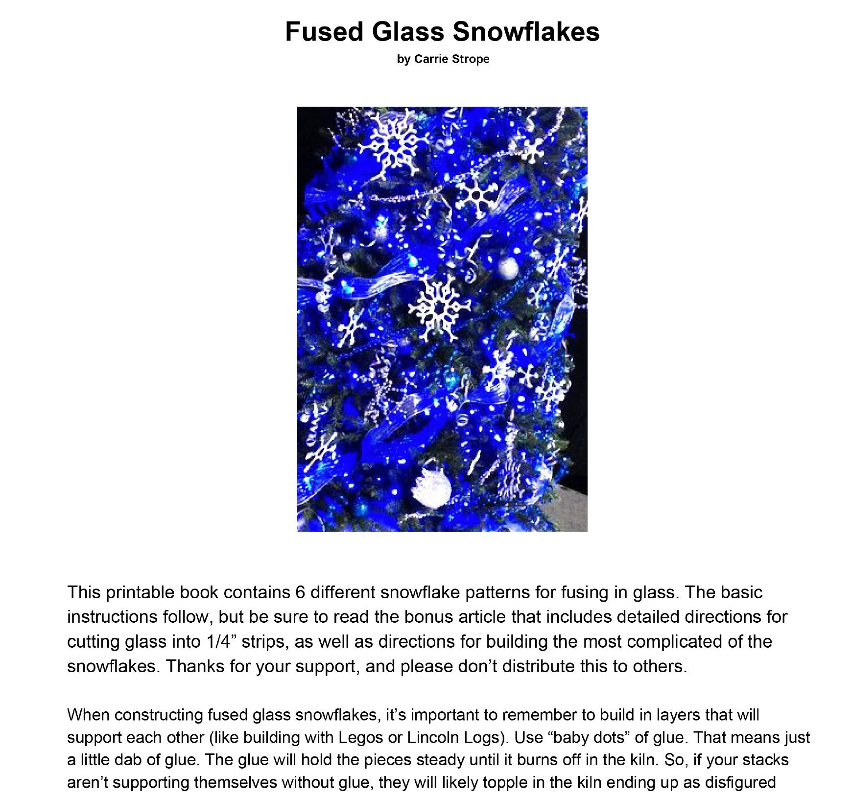 How to Make Fused Glass Snowflakes With Pattern and Directions - Part ...