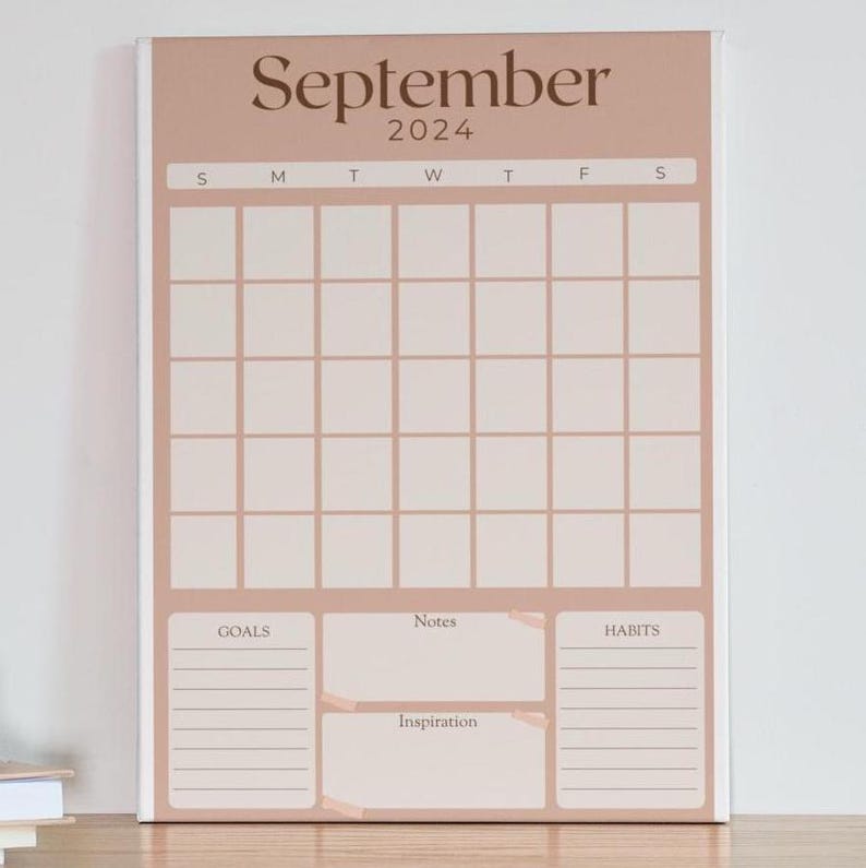 Printable September 2024 Calendar PNG, Fall Calendar JPG for Office ...