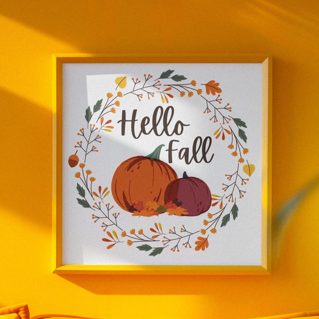 Hello Fall PNG, Cute Autumn SVG, Fall Decor Clipart for Seasonal Crafts ...