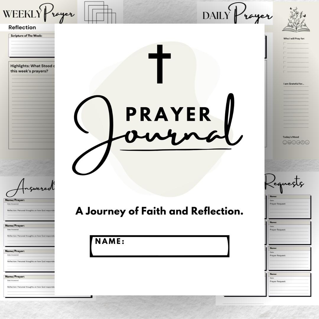 Prayer Journal Printable PDF, Digital Prayer Request Planner for Church ...