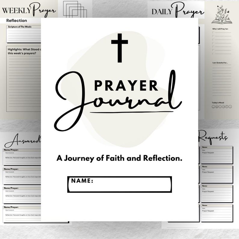 Prayer Journal Printable PDF, Digital Prayer Request Planner for Church ...