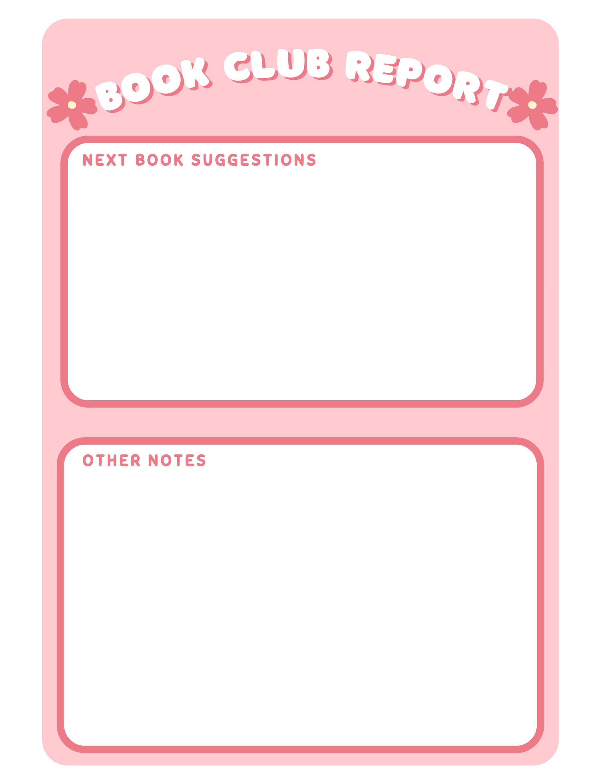 Book Club Printable Book Review Handout Book Club Report Book Club ...