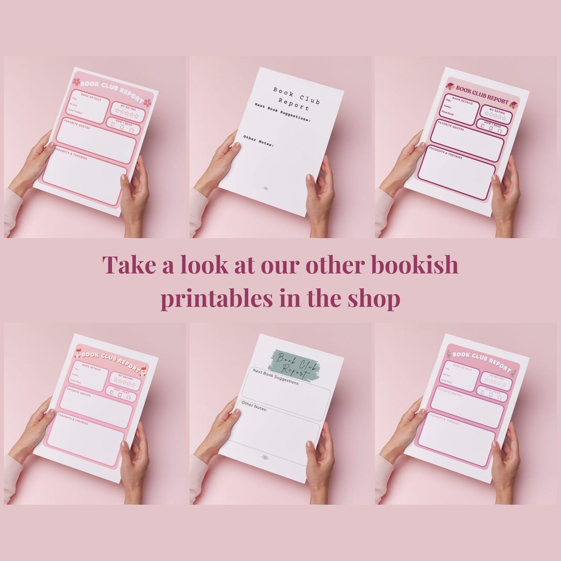 Book Club Printable | Book Review Handout | Book Club Report | Book ...