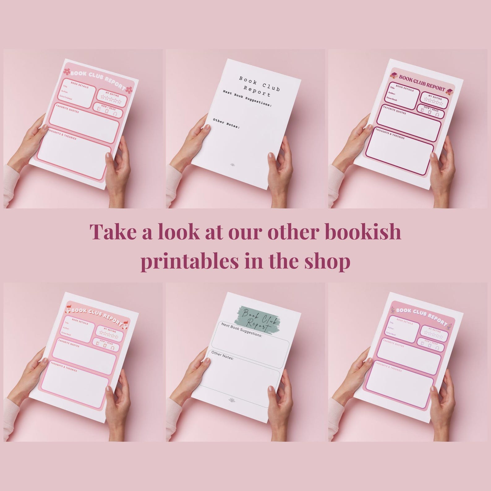 Book Club Printable | Book Review Handout | Book Club Report | Book ...