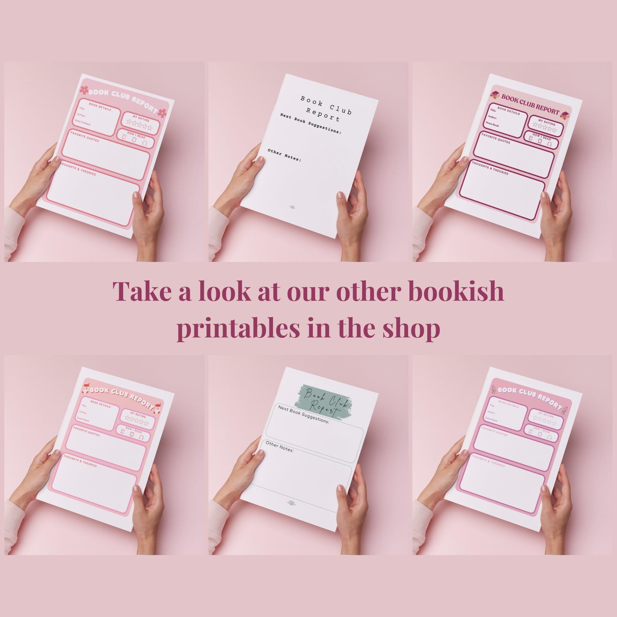 Book Club Printable | Book Review Handout | Book Club Report | Book ...