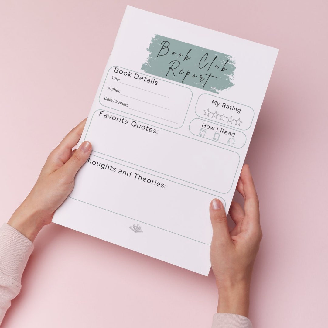 Book Club Printable | Book Review Handout | Book Club Report | Book ...