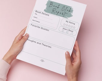 Book Club Printable Book Review Handout Book Club Report Book Club ...