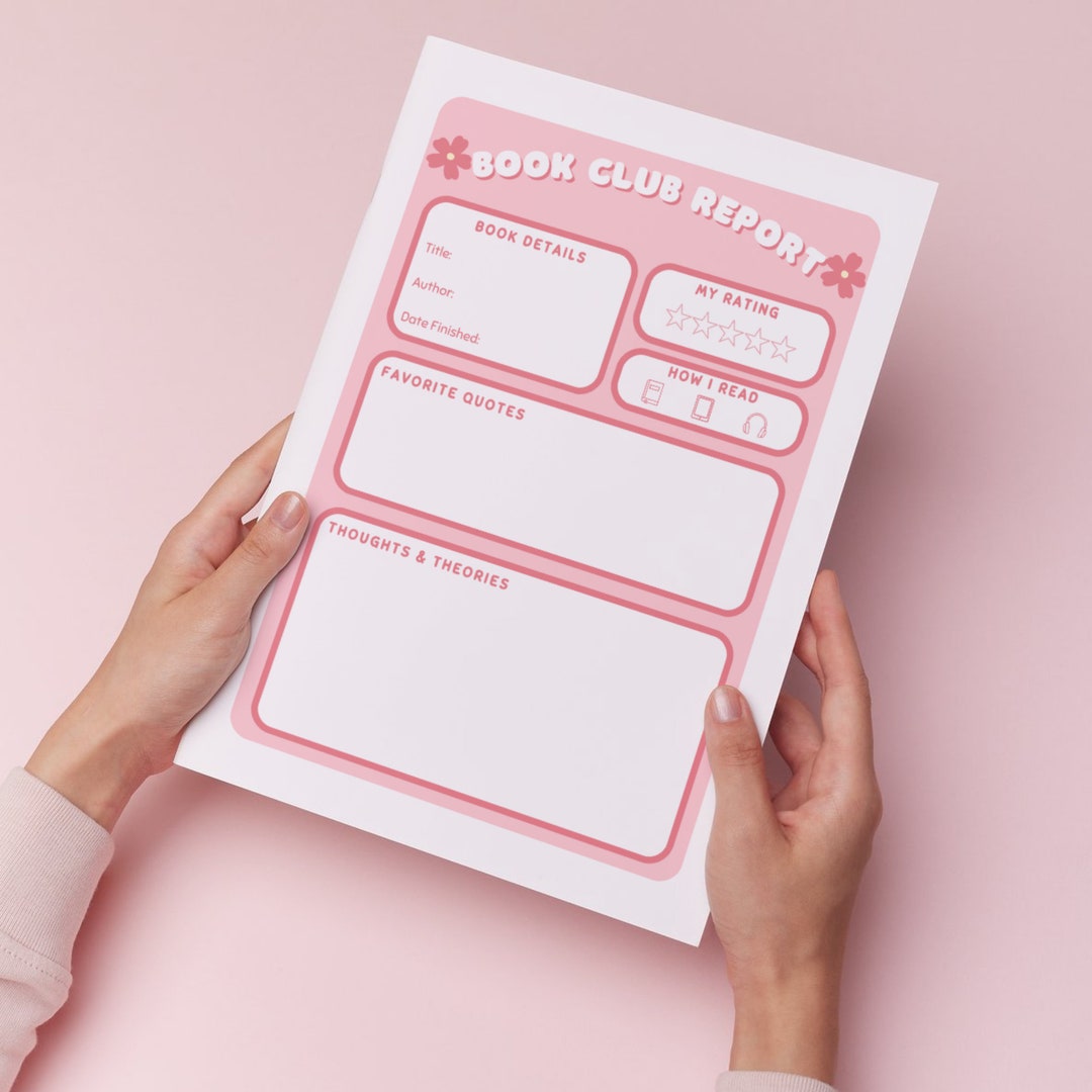 Book Club Printable | Book Review Handout | Book Club Report | Book ...