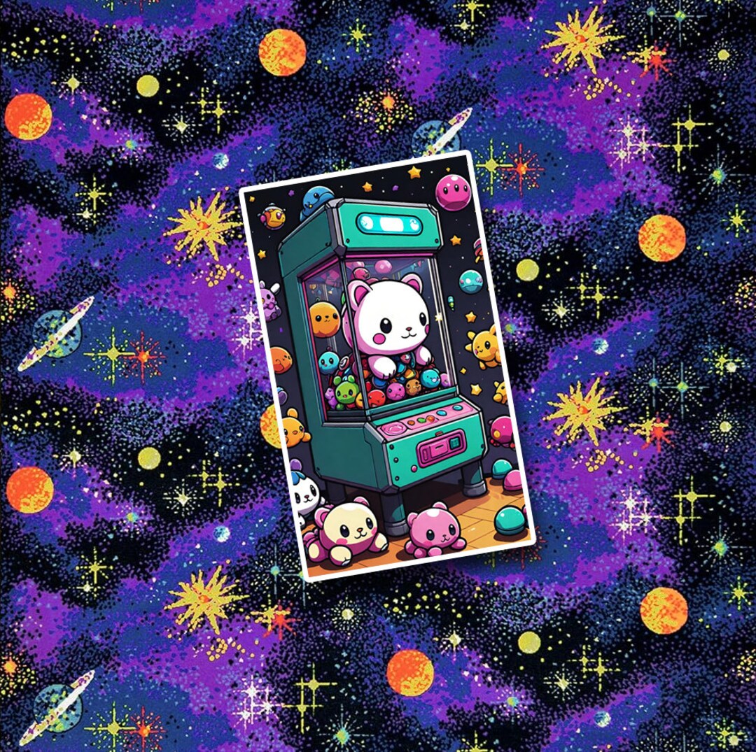 Cute Plush Inside Space-themed Claw Machine (x1) Premium Die Cut High ...