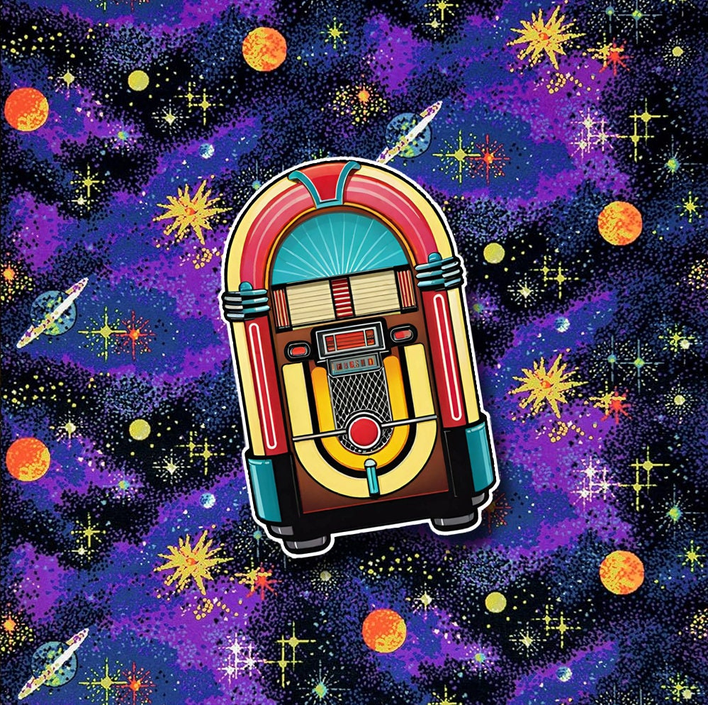 Retro Jukebox (x1) Premium Die Cut High Gloss Vinyl Waterproof Sticker ...
