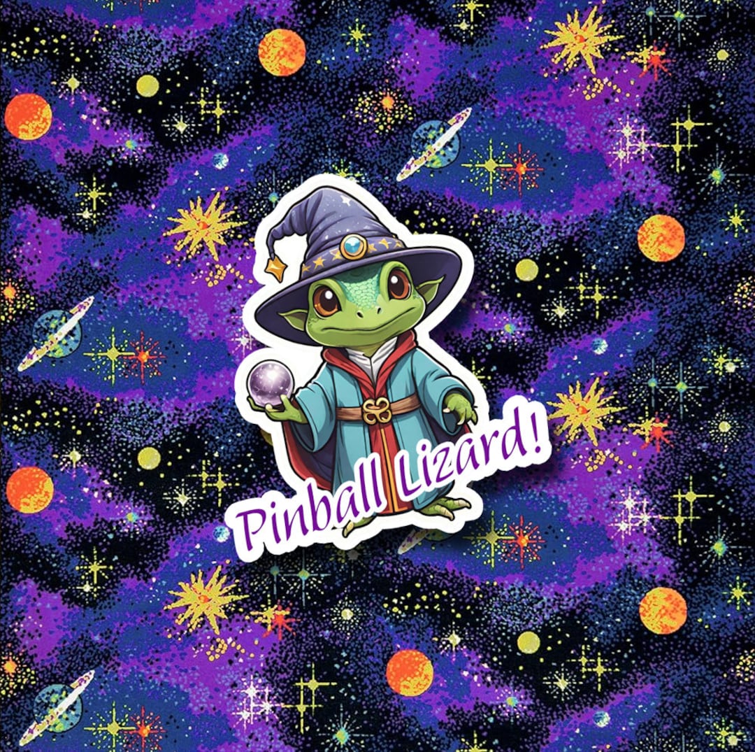Pinball Lizard (x1) Large Premium Die Cut High Gloss Vinyl Waterproof ...