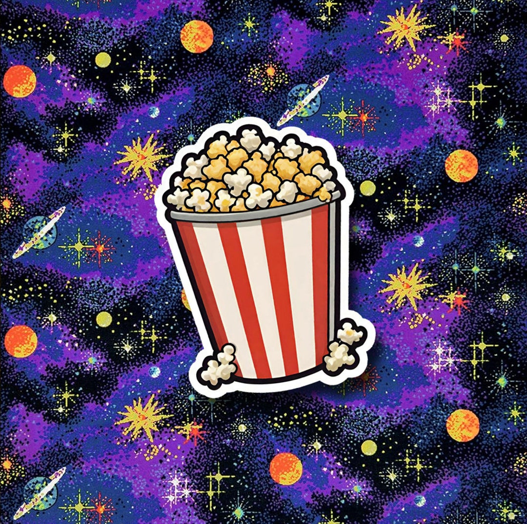 Retro Popcorn Bucket (x1) Premium Die Cut High Gloss Vinyl Waterproof ...