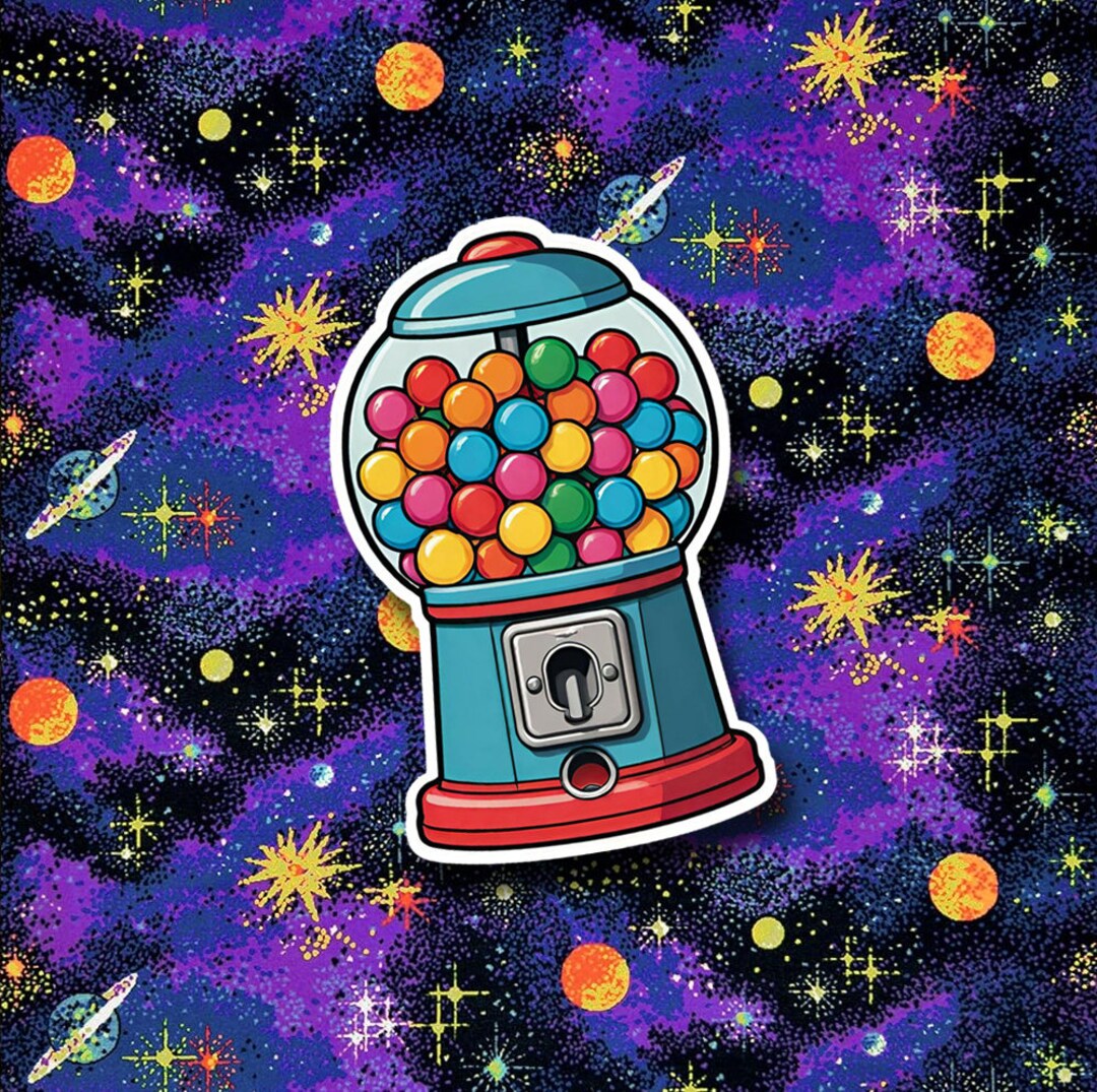 Retro Gumball Machine (x1) Premium Die Cut High Gloss Vinyl Waterproof ...