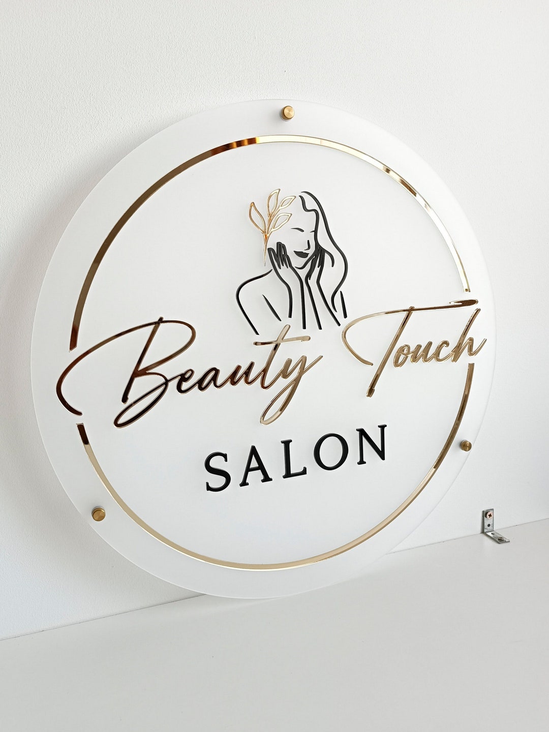 Round Acrylic Business Sign | Salon Sign | 3D Round Logo Sign for ...
