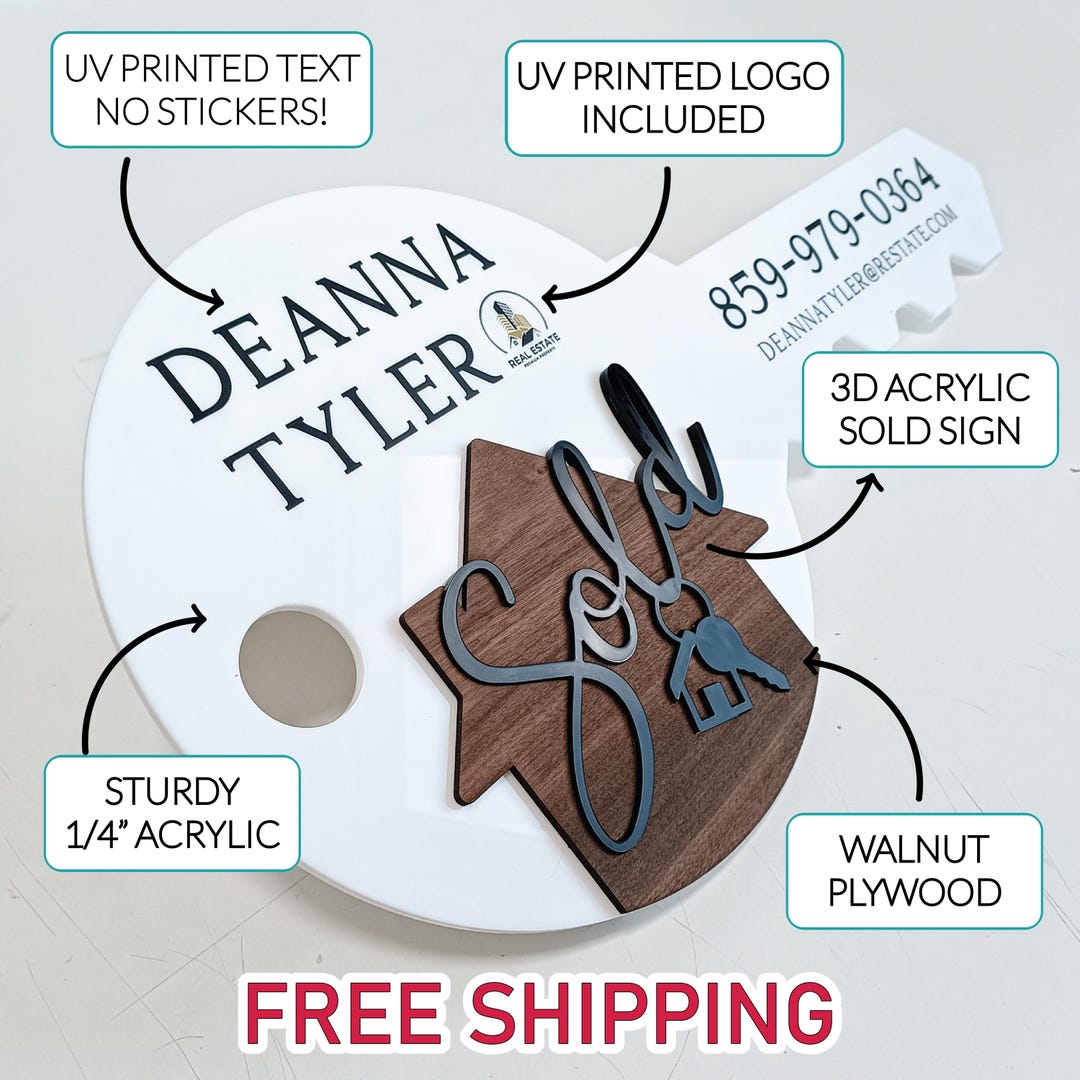 Sold Key Sign Realtor Closing Gift, Acrylic Key Sign Sold by Photo Prop ...