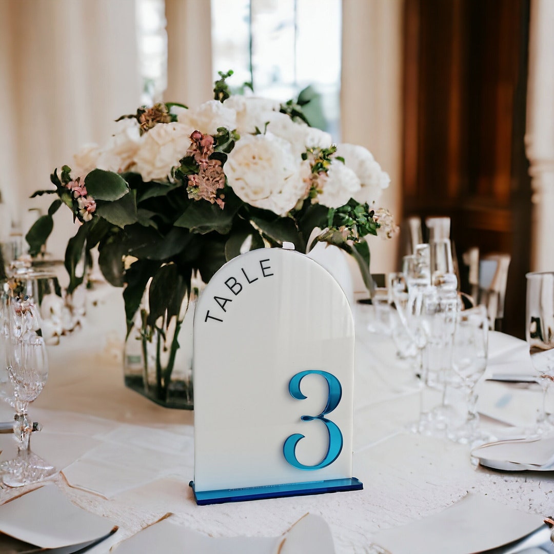 Blue Wedding Table Numbers Blue Mirror Acrylic Table Numbers Acrylic ...