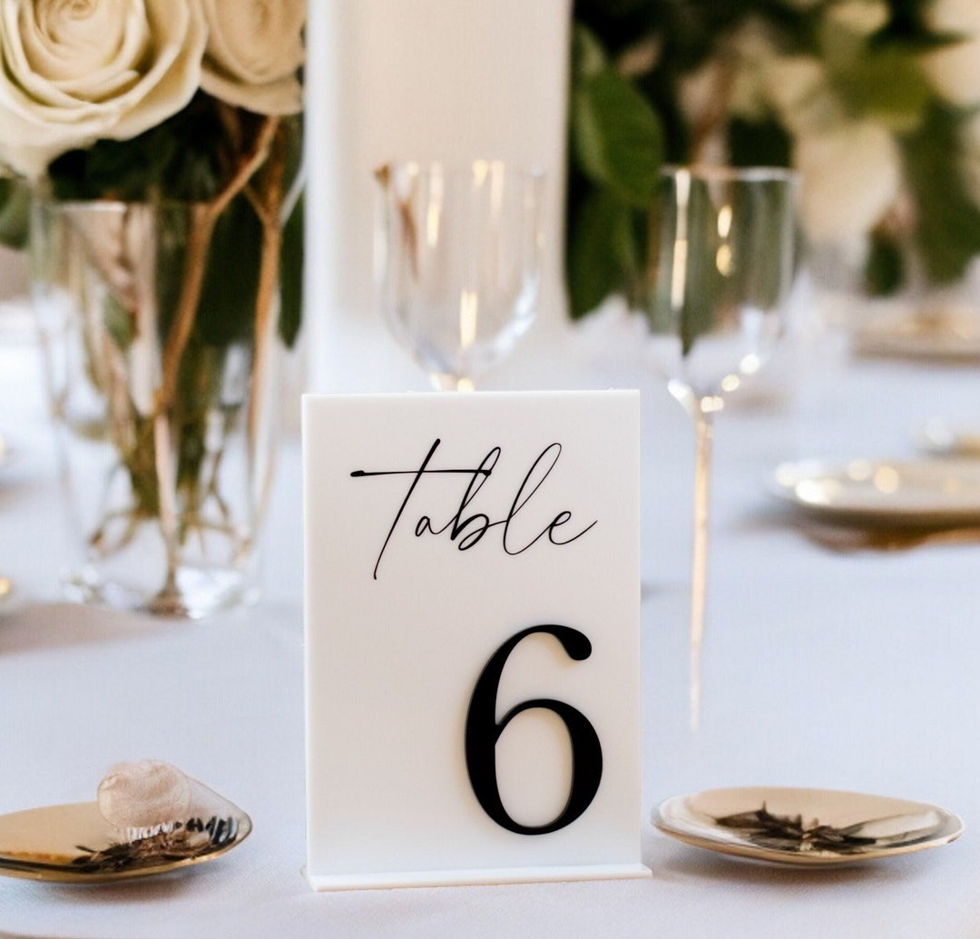Custom Acrylic Table Numbers, Simple Modern Monochrome Table Numbers ...