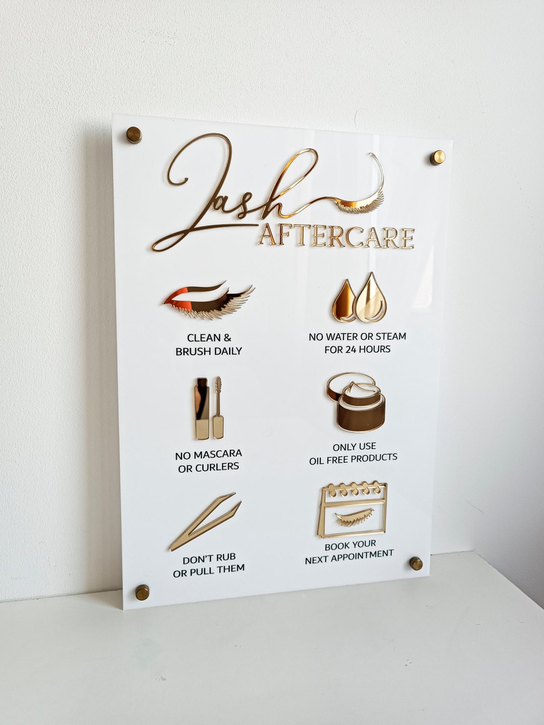 Lash Aftercare Acrylic Sign Lash Extensions Advice Sign Aftercare Lash ...