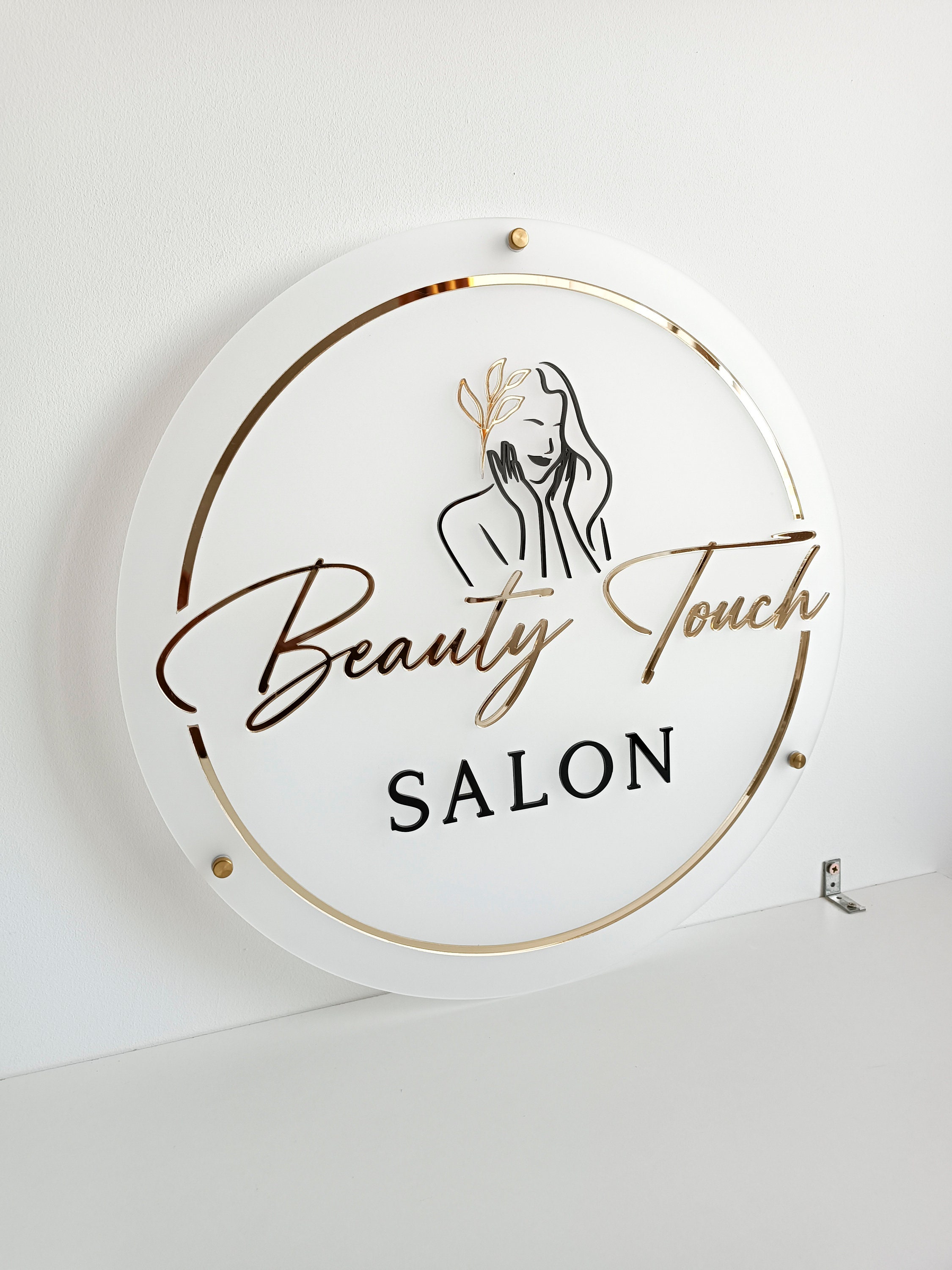 Salon Sign 3D Round Logo Sign for Beauty Salon 3D Acrylic Sign ...