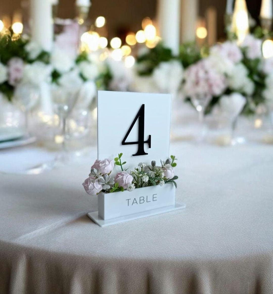 Acrylic Table Numbers, Floral Table Numbers, Wedding Table Numbers ...