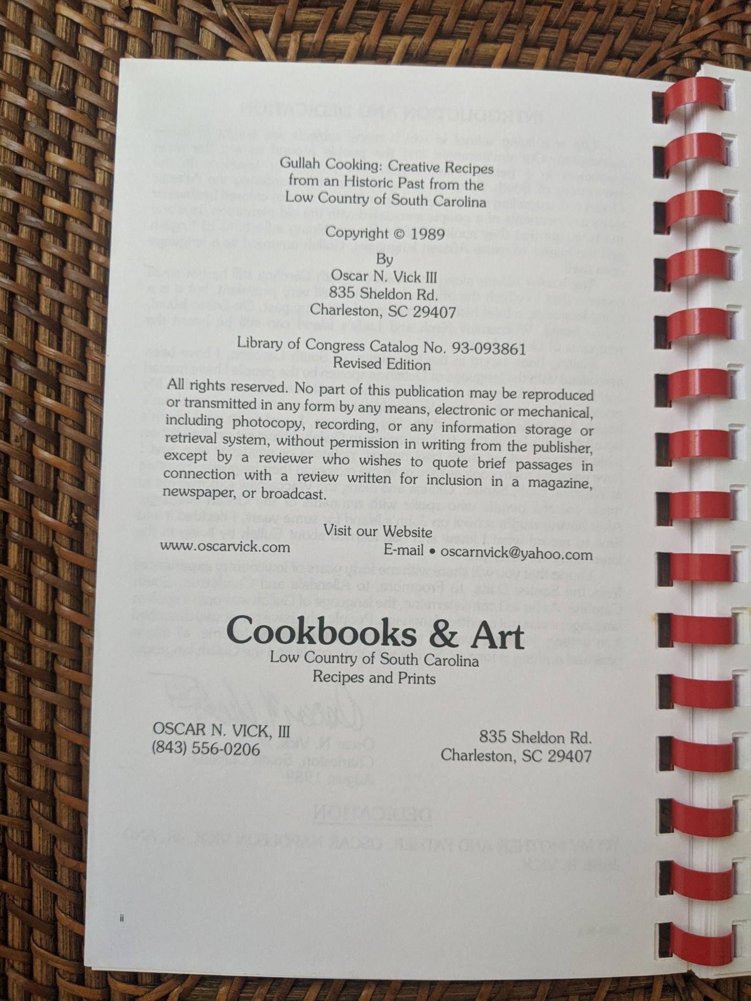 RARE Charleston SC Gullah Cooking Revised 1989 Cookbook PB Oscar Vick ...
