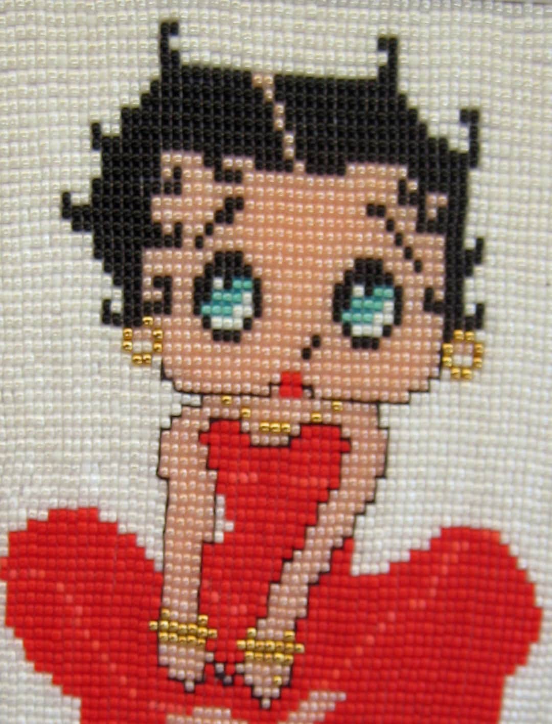 Betty Boop in Beaded Red Dress, Woven on Loom With 7,100 - #11 Seed ...