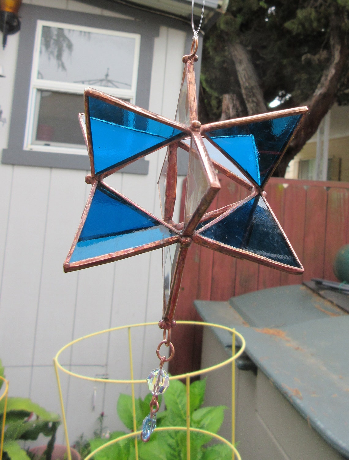 Star 12 Pointed 3-dimensional Clear Dark Turquoise Glass - Etsy