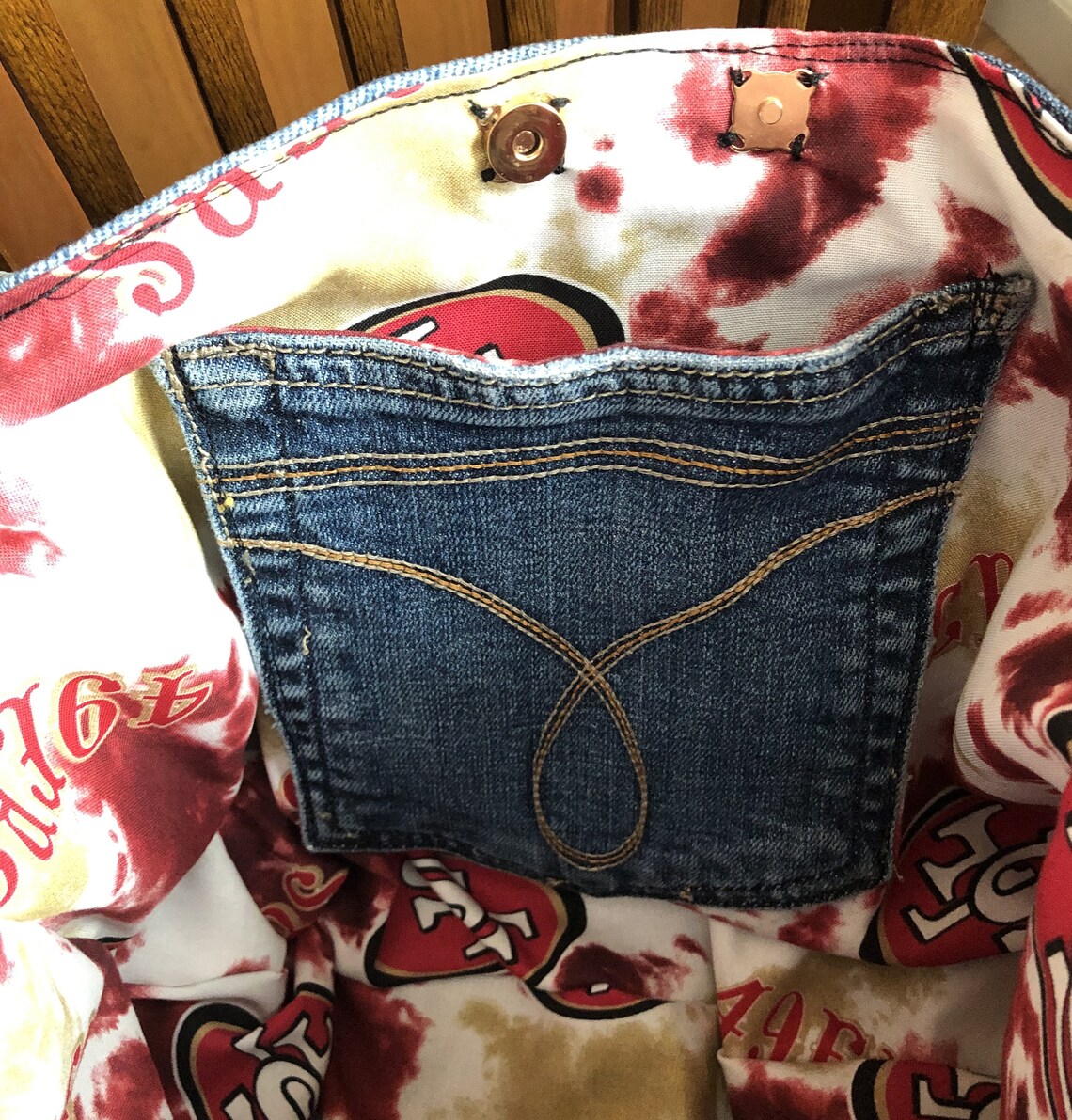SF 49ers Denim Purse: Upcycled Football Theme Bag - Etsy