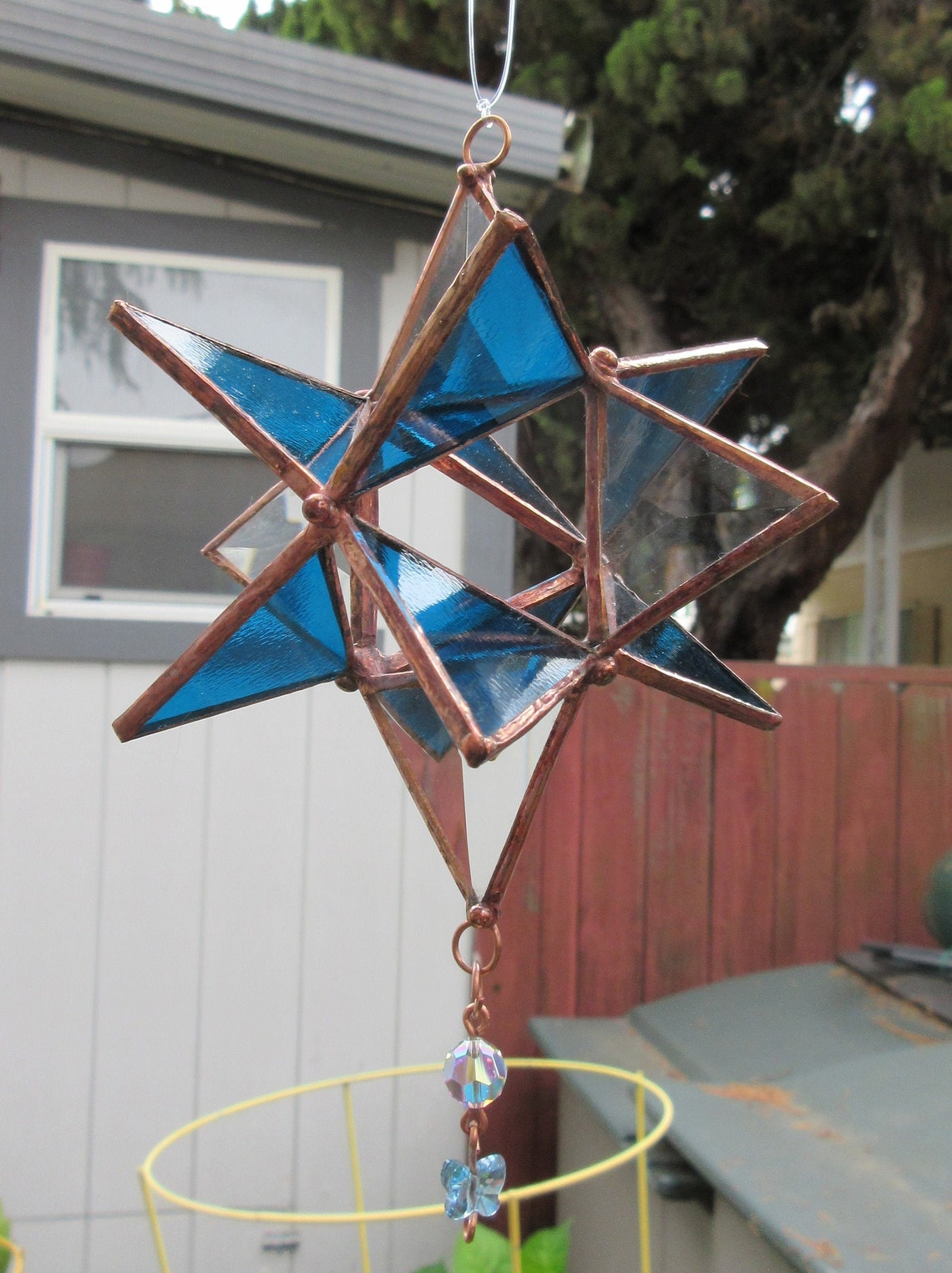 Star 12 Pointed 3-dimensional Clear Dark Turquoise Glass - Etsy