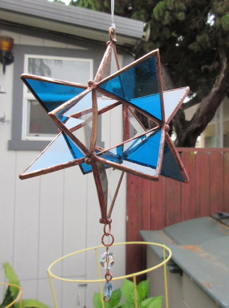 Star 12 Pointed 3-dimensional Clear Dark Turquoise Glass - Etsy