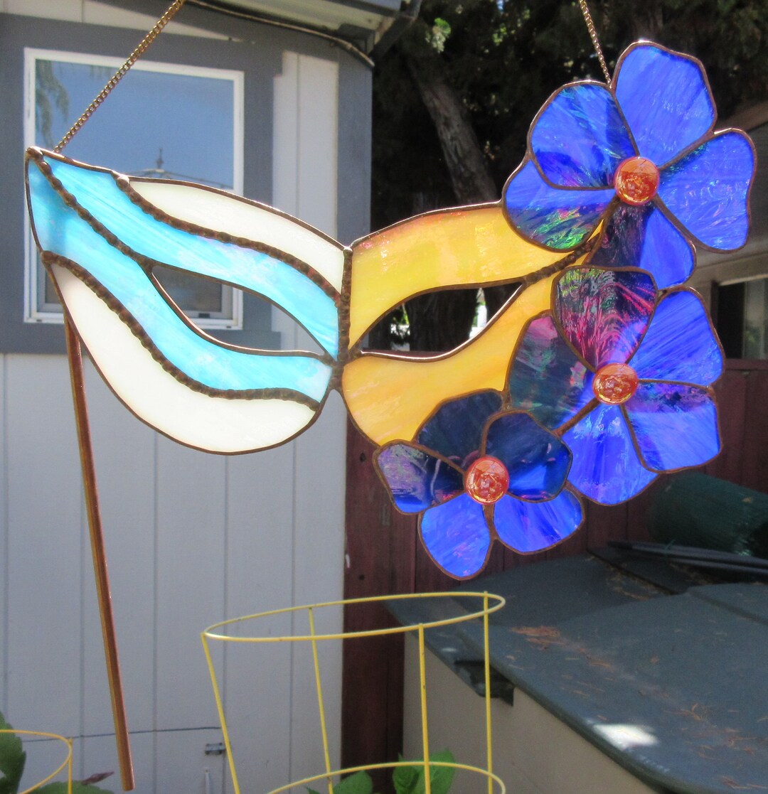 Iridescent Stained Glass Mardi Gras Mask With Light Pink Flowers is a ...