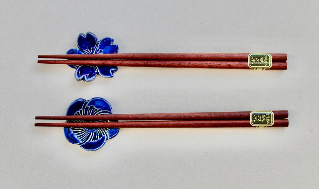 Set of Two Ceramic Chopstick/ Pen Rests With Chopsticks, Spoon/brush ...