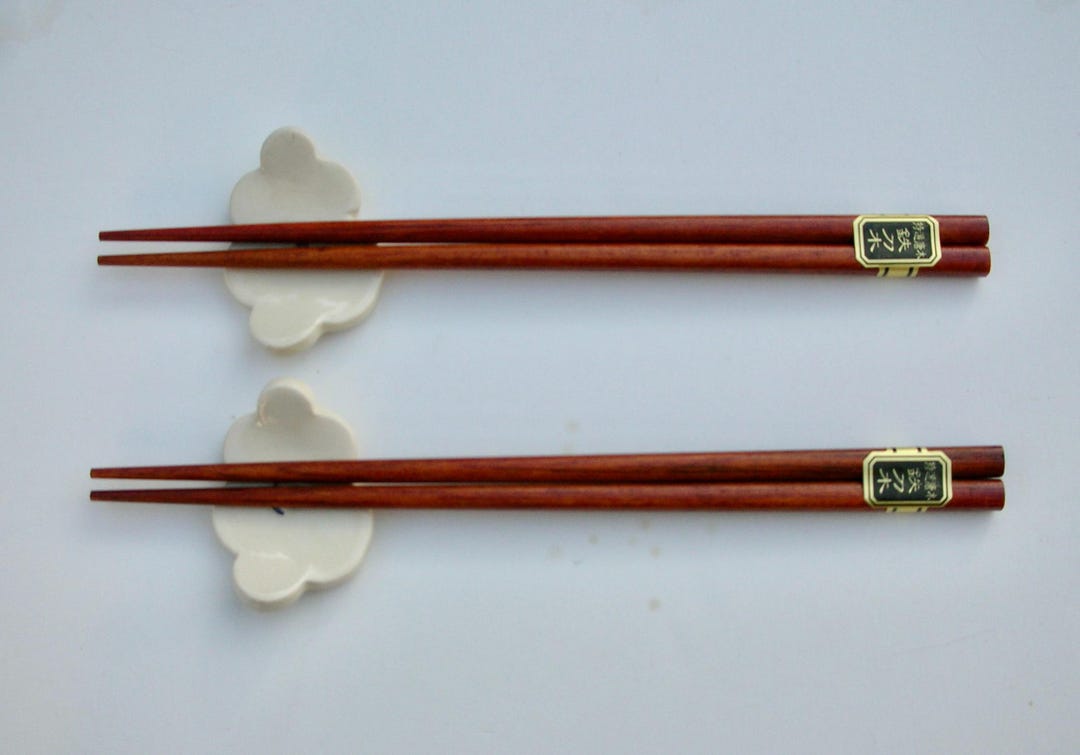 Set of Two (4pcs) Ceramic Chopstick/ Pen Rests With Chopsticks, Spoon ...