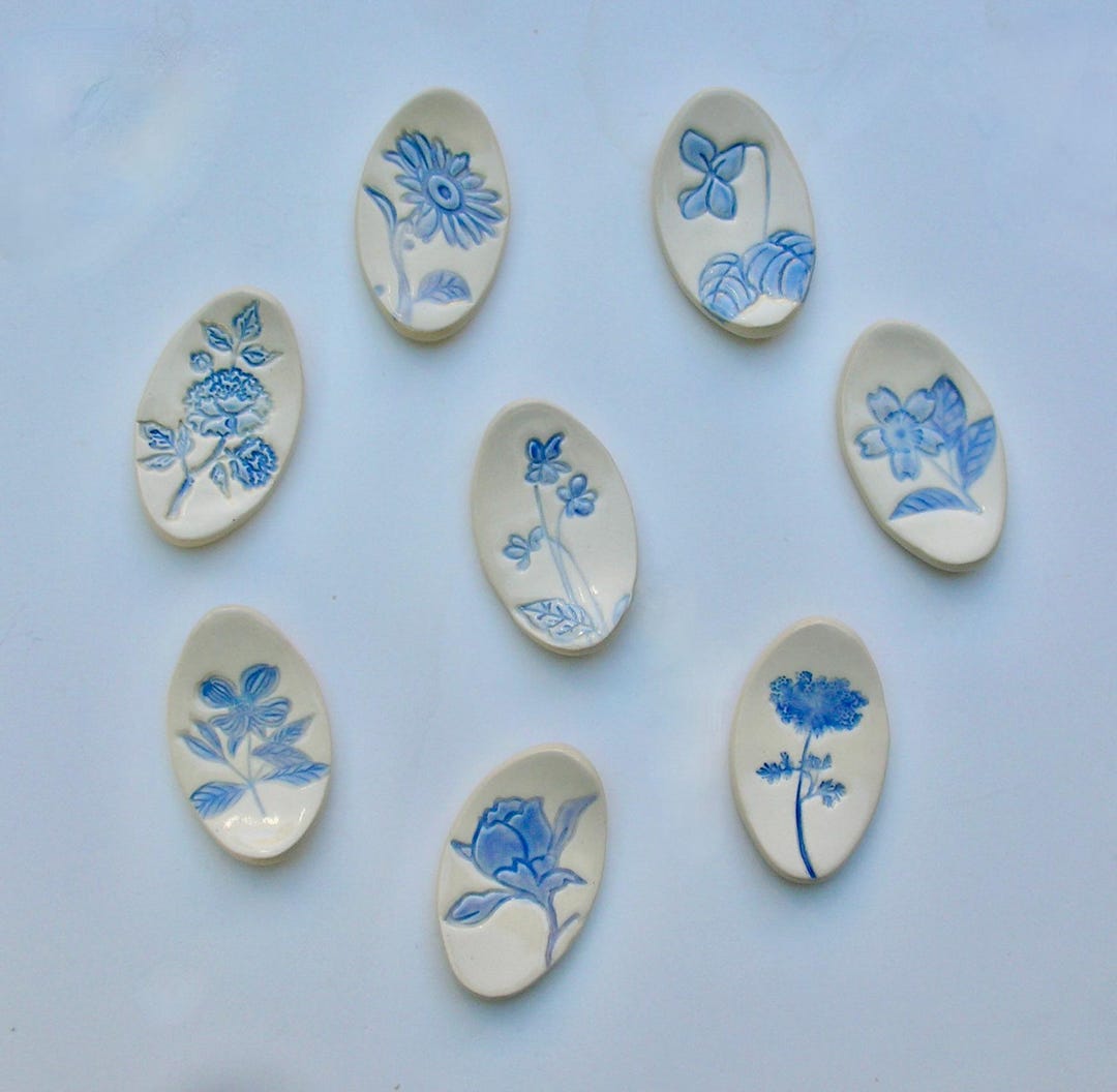 Set of Eight Ceramic Knife Rests / Chopstick Rests, Spoon / Brush Rests ...