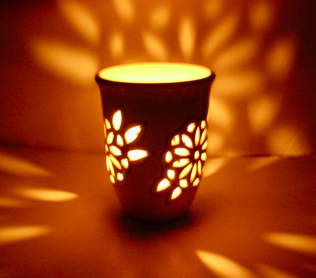 Candle Holder/luminary, Wheel Thrown, Hand Carved - Etsy