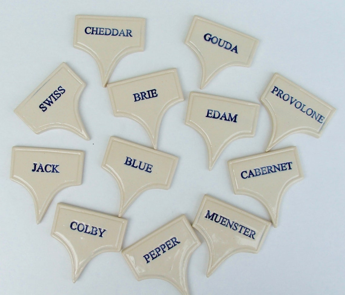 Ceramic Cheese Markers, Your Choice of Set With Name or Blank, Handmade ...