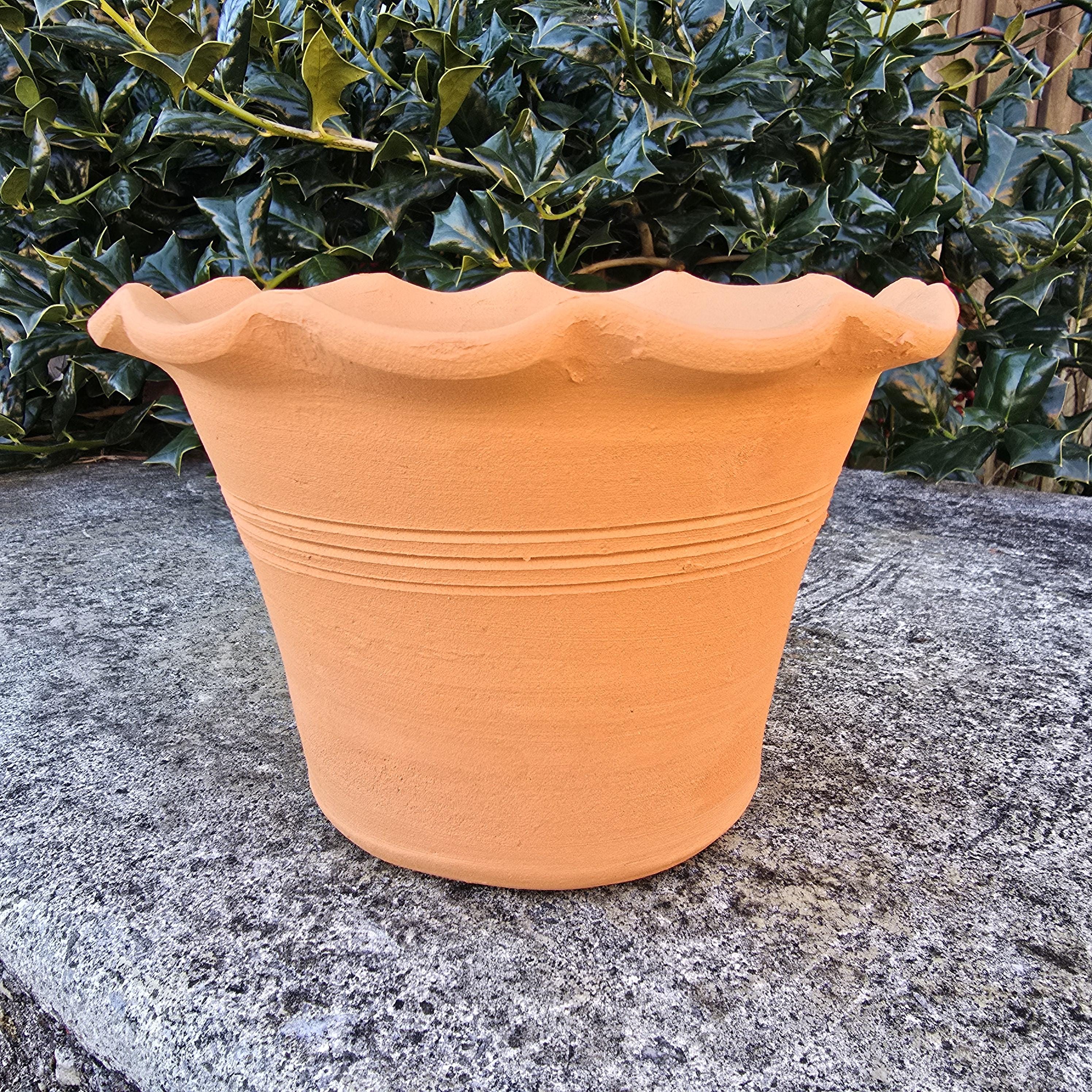 Handmade Georgia Red Clay Small Terra Cotta Fluted Palm Flower Pot - Etsy