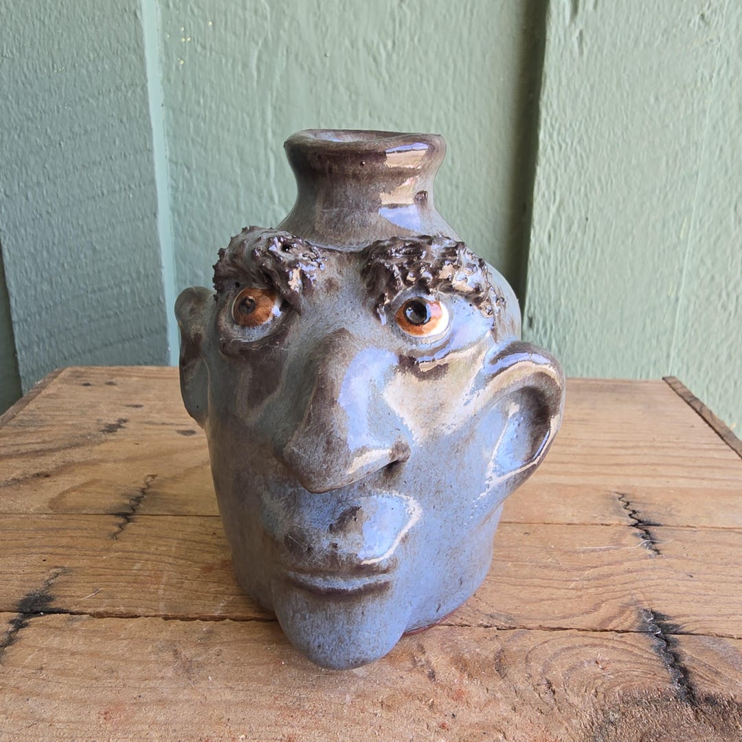 Mini Face Jug Small Folk Pottery by Billy Joe Craven | 4.75" X 4" - Etsy