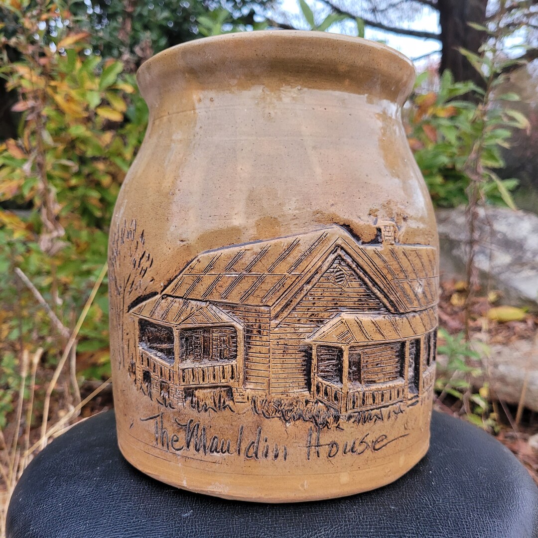 The Mauldin House Etched Pottery Vase Vintage 1990's by Wilford Dean - Etsy