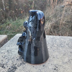Weird Pottery Cyclops Black and Gray Face Jug With One Eye and Crooked ...