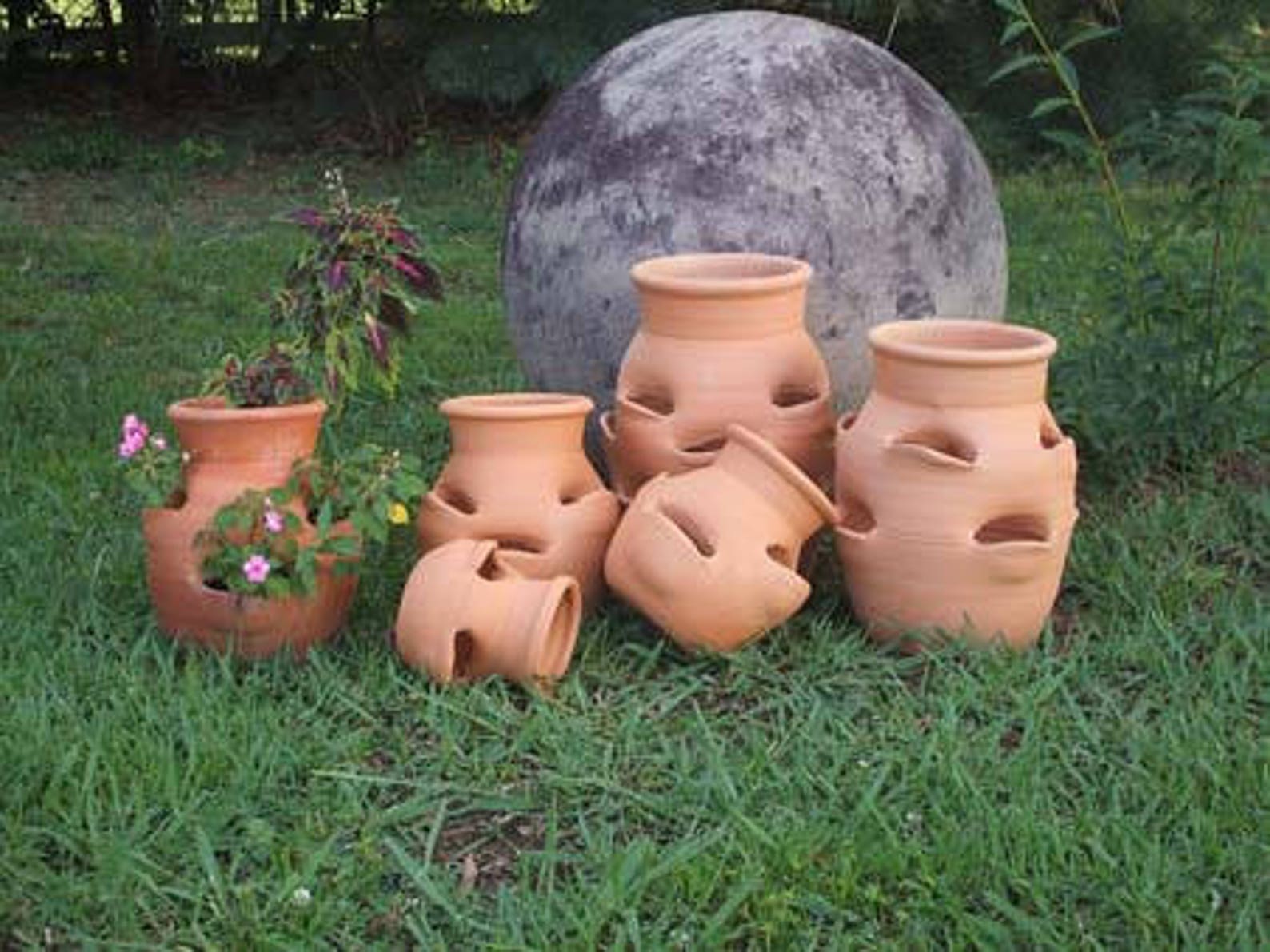 Craven Pottery Georgia Red Clay LP3 Strawberry Jar Planter With 3 Deep ...