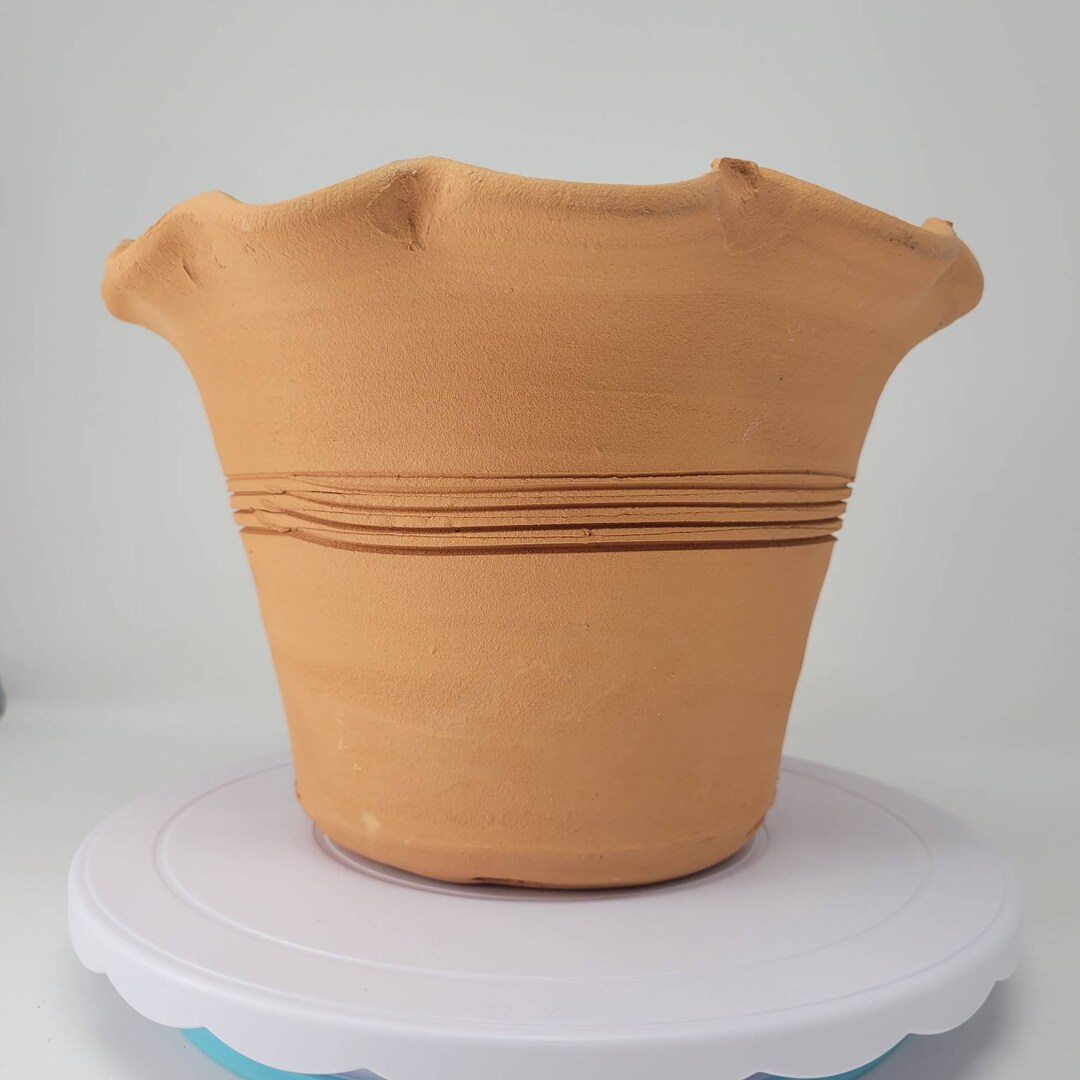 Craven Pottery Georgia Red Clay Terra Cotta 9" Tall Fluted Palm Planter ...