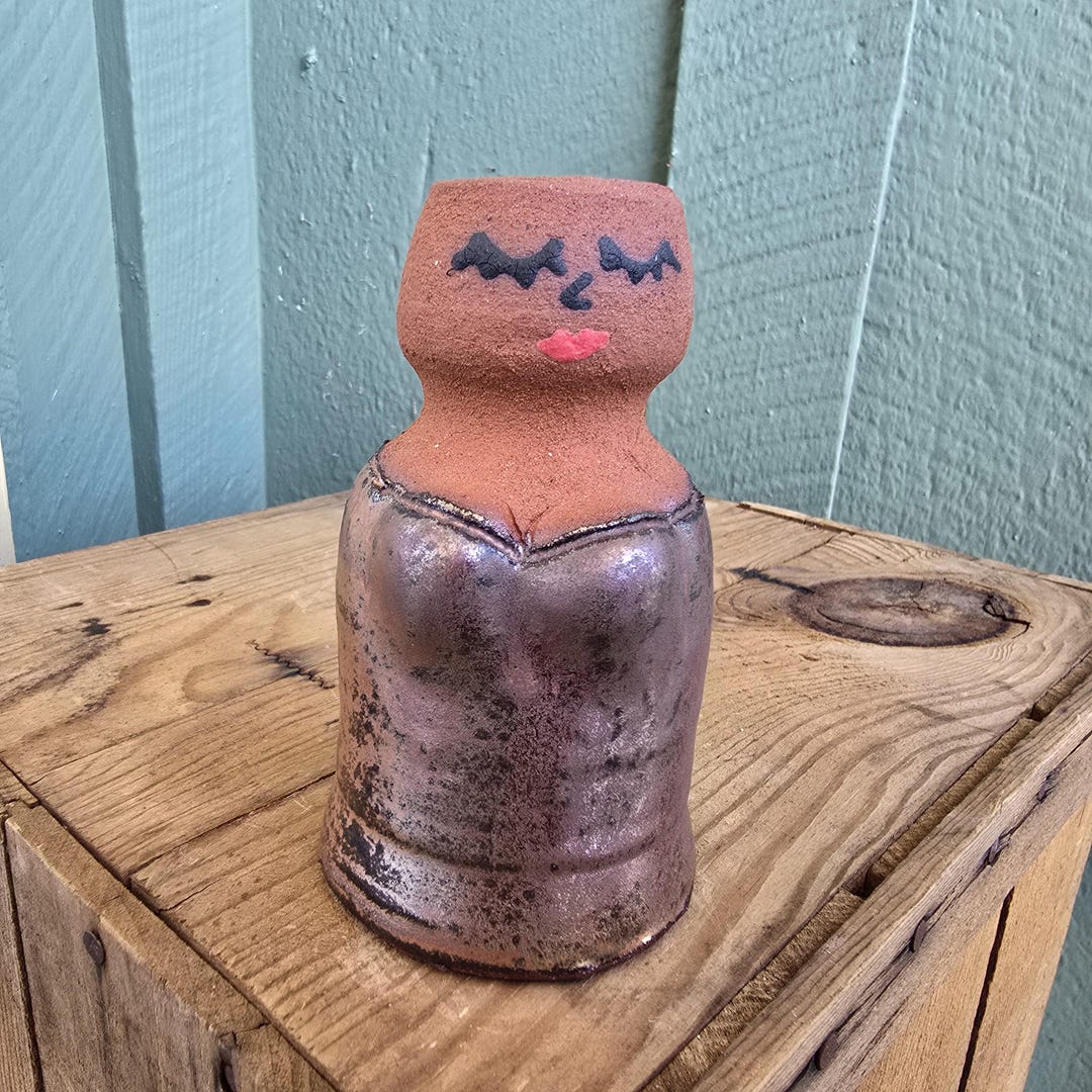Busty Lady Vase Folk Art Pottery by Heather Elyse Head | 4.75" X 3" - Etsy