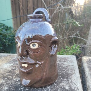 Handmade Clay Folk Art Pottery Face Jug With Open Base by Savannah ...
