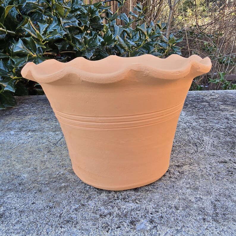 Handmade Fluted Terracotta Planter: Georgia Red Clay Palm Pot - Etsy