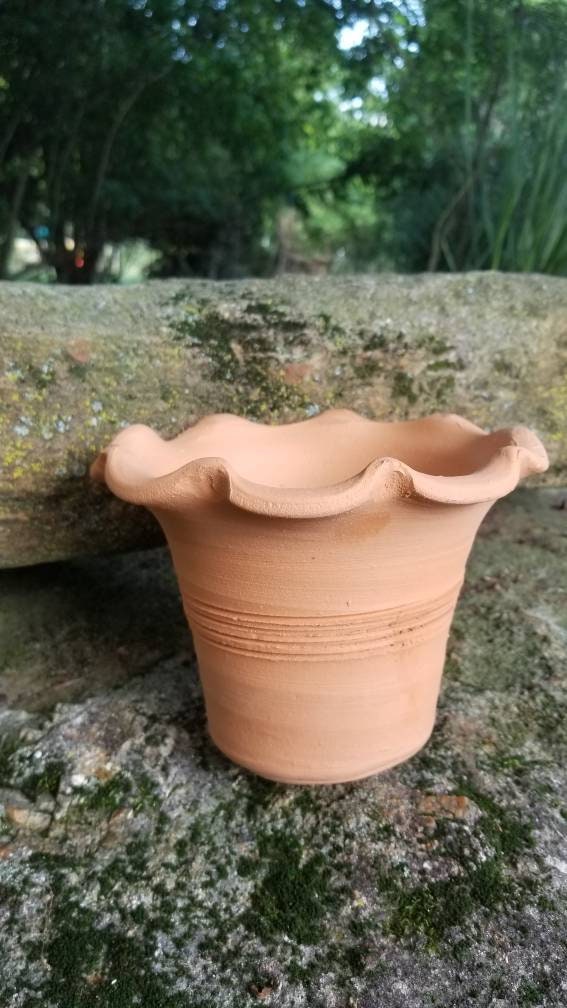 Craven Pottery Georgia Red Clay Small Terra Cotta Fluted Palm Pot ...