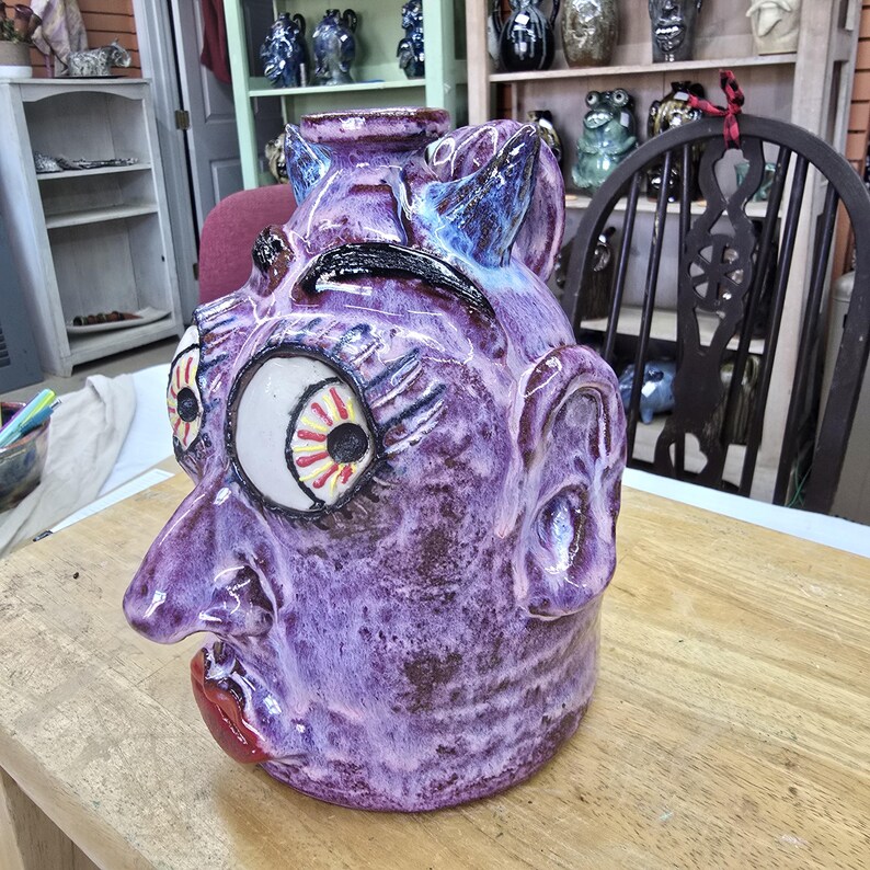 Handmade Devil Face Jug: Georgia Red Clay Folk Art, 7" - Etsy