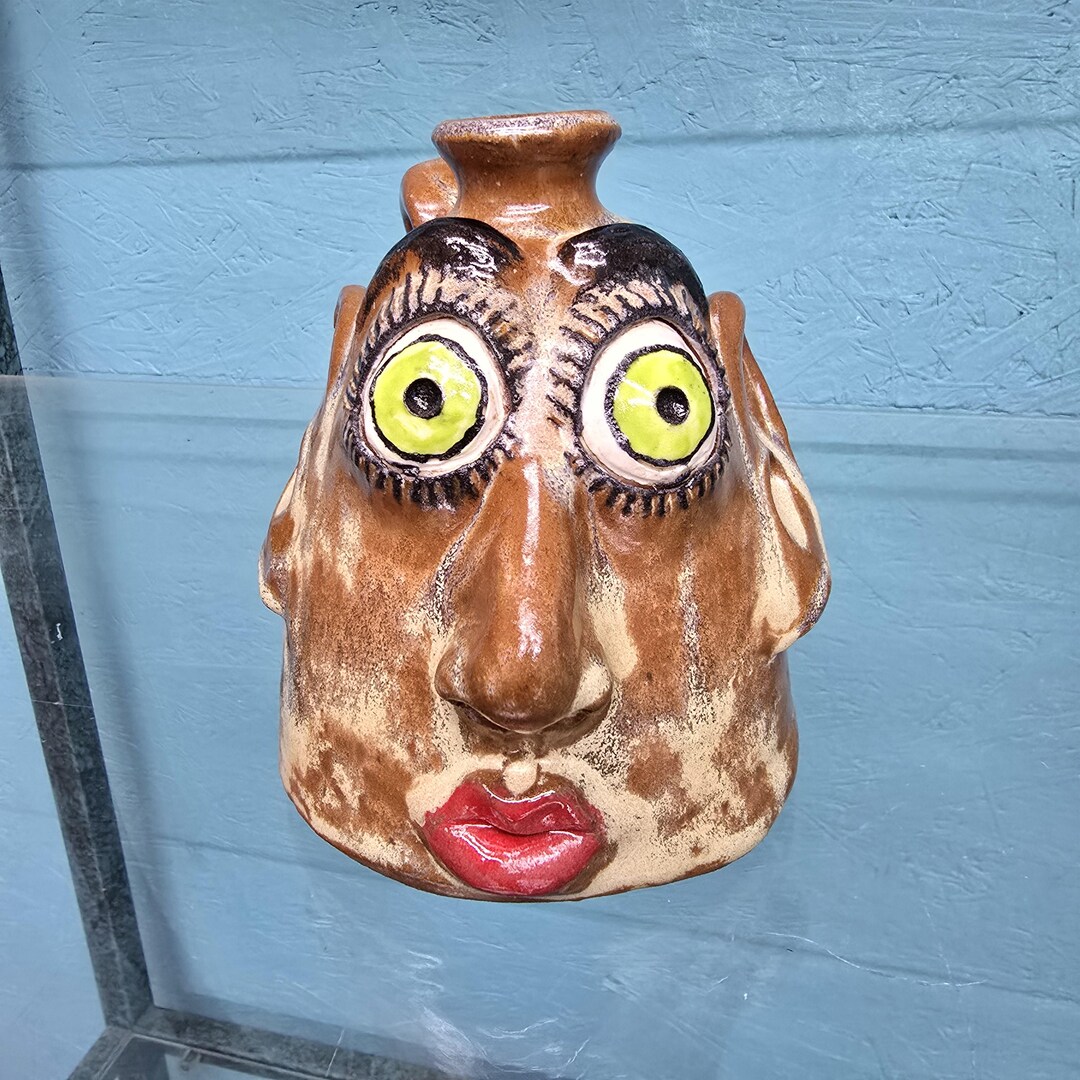 Folk Art Face Jug Pottery by Heather Elyse Head 5.5 X 4.5 - Etsy