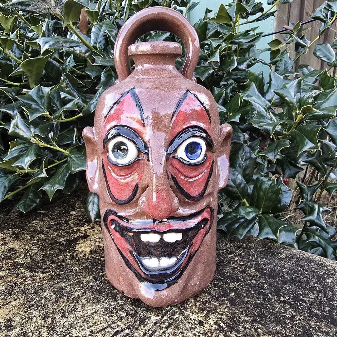 Folk Art Pottery Scary Clown Face Jug by Savannah Craven 10.5 X 6 - Etsy