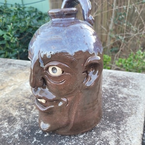 Handmade Clay Folk Art Pottery Face Jug With Open Base by Savannah ...